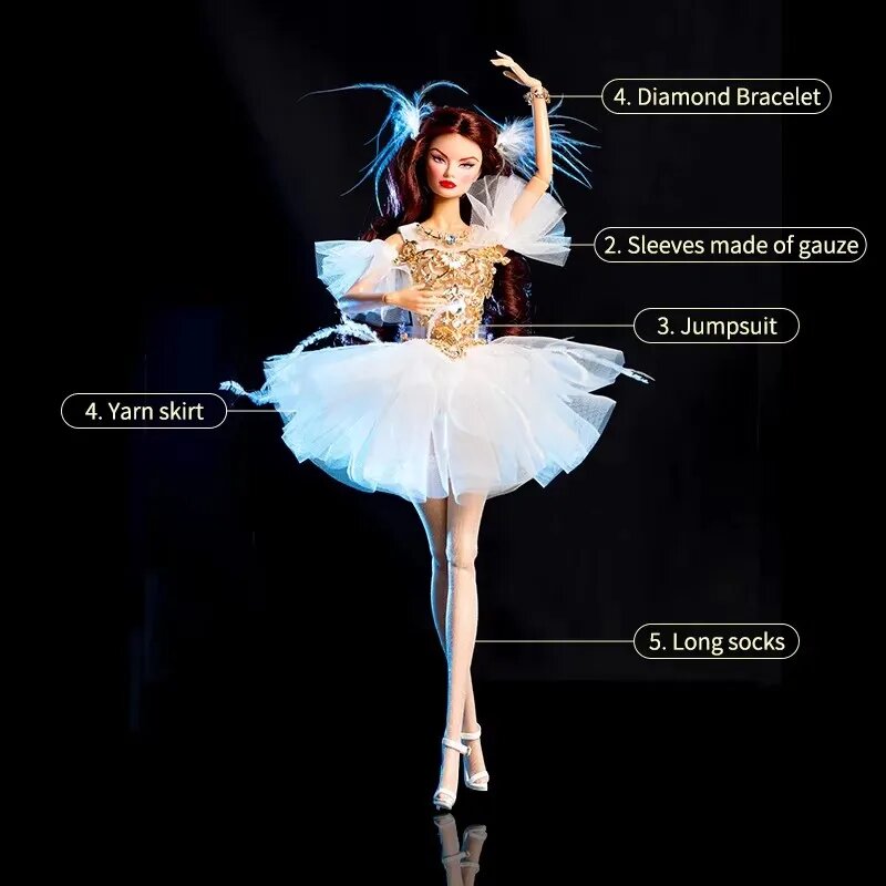 Костюм для куклы 1/6, белый, Xianxian Princess