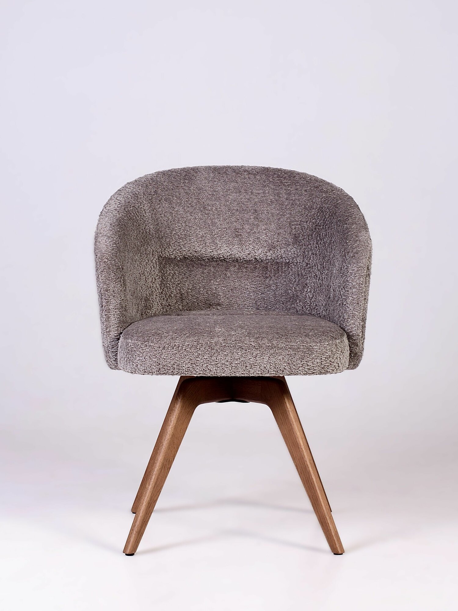 Стул, Ameli, с поворотным механизмом, серо-коричневый шенилл, ножки орех