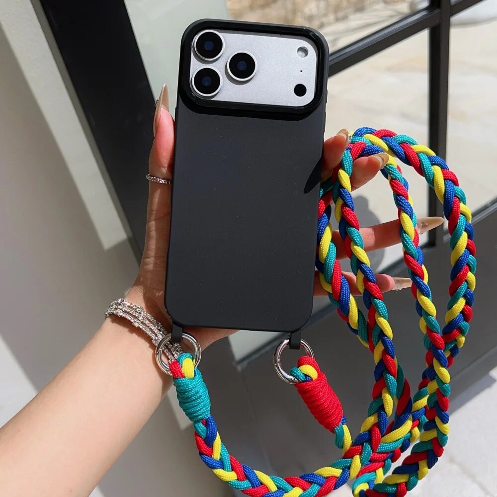 Мягкий силиконовый чехол для телефона с ремешком через плечо для iPhone 11, 12, 13, iPhone11, Black
