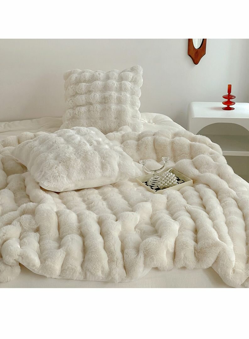 Зимнее плюшевое одеяло, мягкое, морозостойкое, теплое, плотное, темно-белое, 160х200 см
