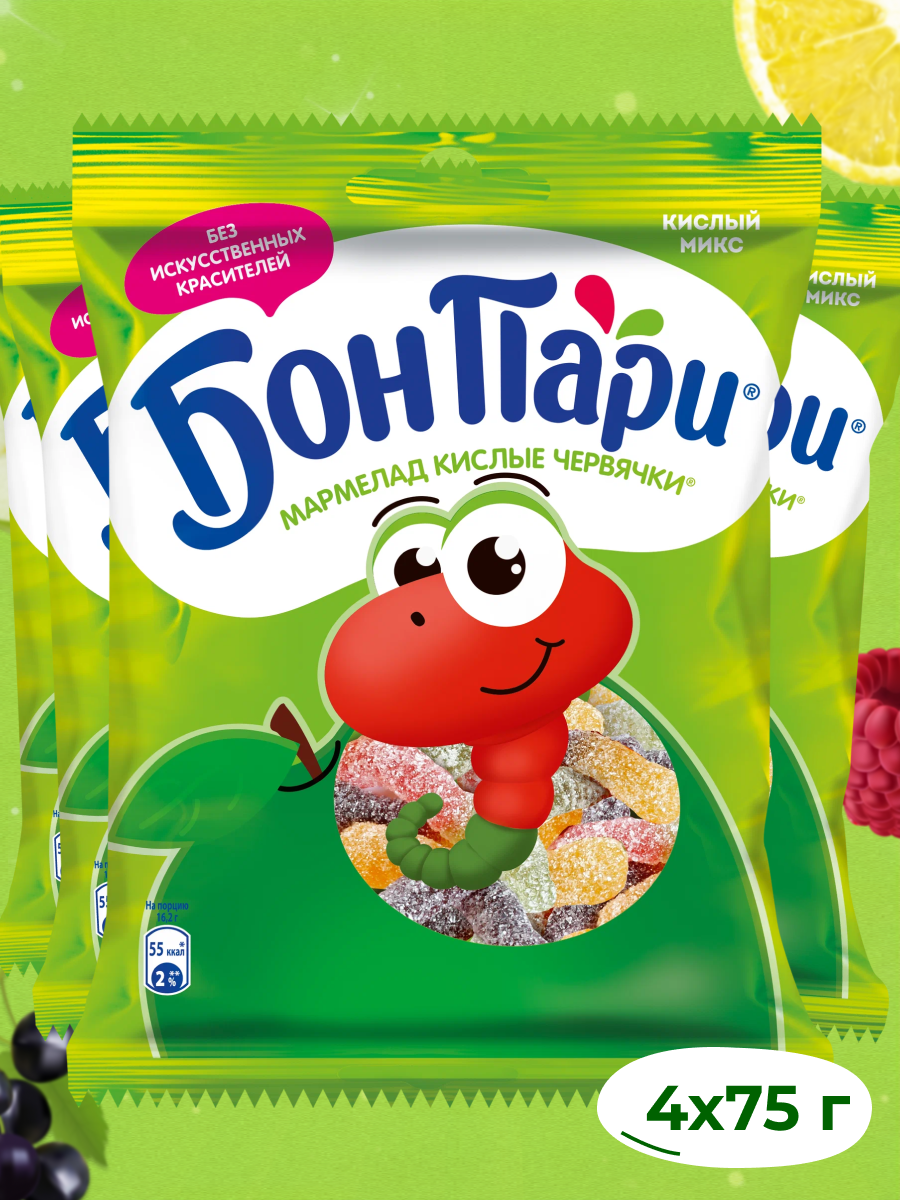 Мармелад жевательный червячки 4 шт по 75 г