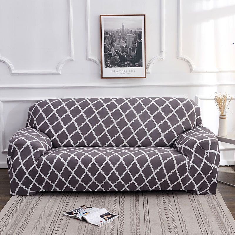 Чехол для дивана soft and durable stretch, rhomb gray, 2-местный