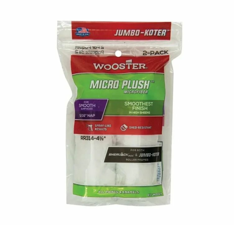 Минивалик малярный Wooster Micro Plush,(114мм, ворс 8мм), 2 шт