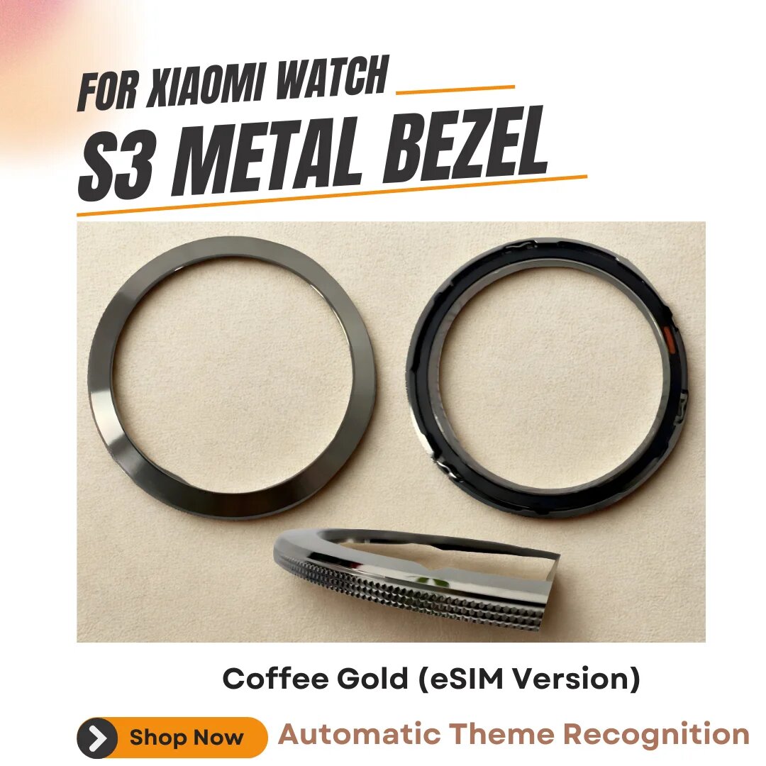 Металлический безель для Xiaomi Watch S3, Coffee Gold