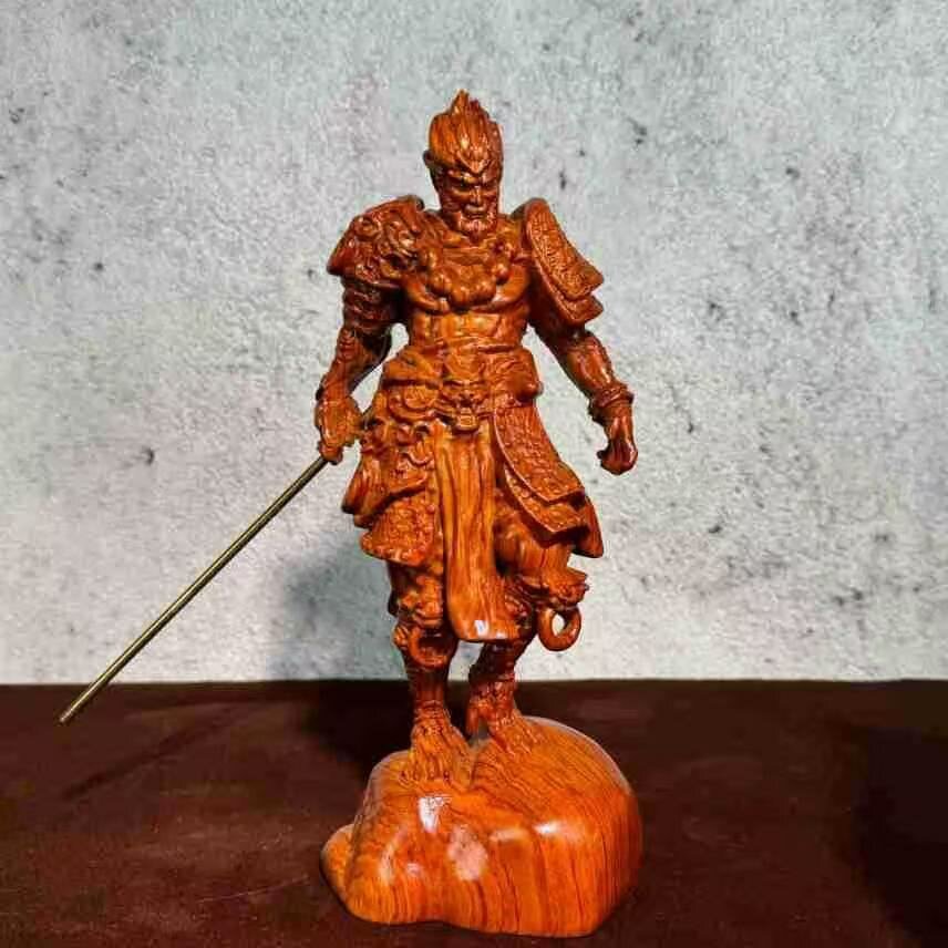 Резная фигурка из черного дерева Солнца Вуконга, ручная работа, горячая распродажа, настольный орнамент из массива дерева Цитянь Дашэн