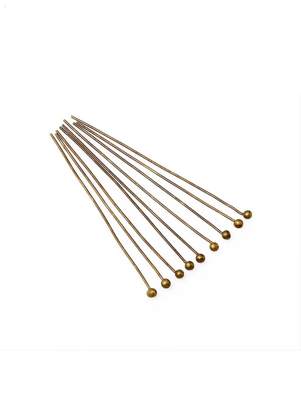 Штифты с шариком для ювелирных изделий, 200 шт, Древняя бронза - Круглая головка 0.5x20 мм