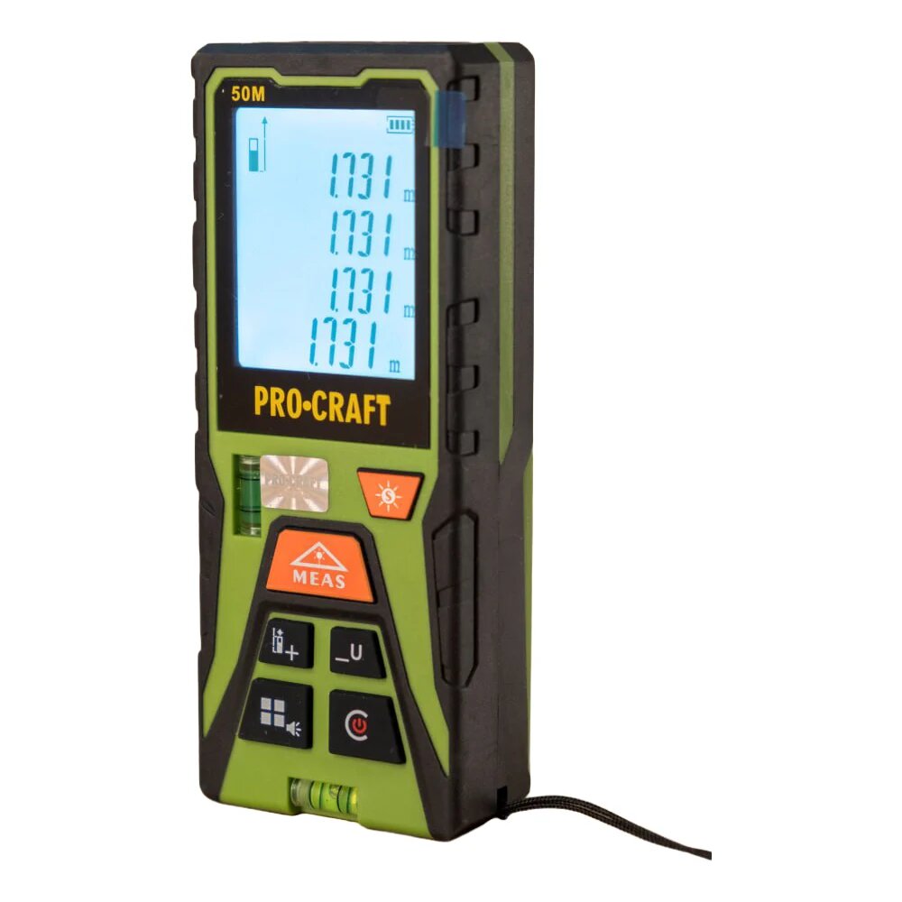 Лазерный дальномер PROCRAFT 532НМ, диапазон 0,05-50м, точность +/- 2мм PLDM50