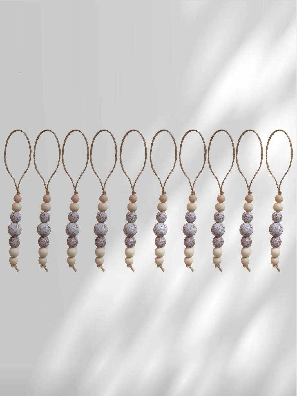 Деревянные бусины для украшения ёлки, 10 шт, - 6