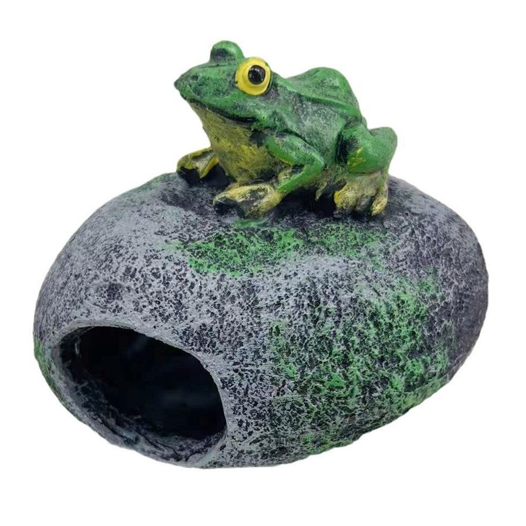 Фигурка лягушки из смолы для аквариума, лягушачья пещера