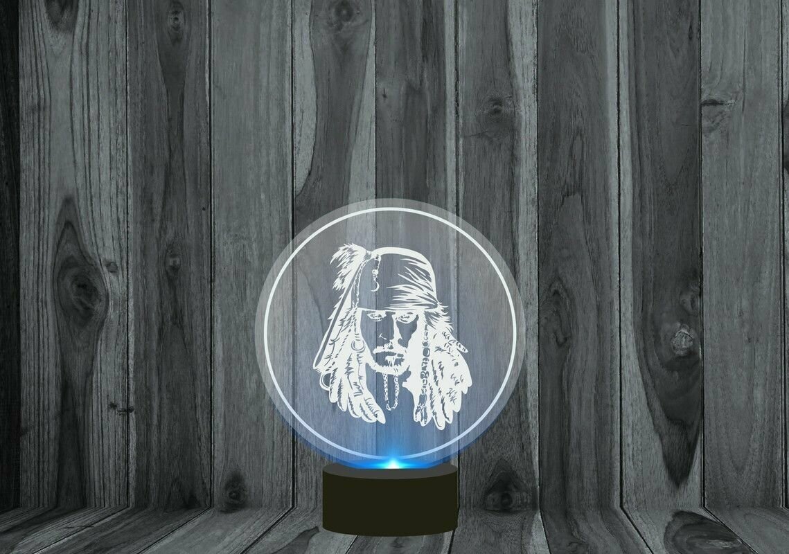 Светильник, ночник 3D BUGRIKSHOP детям принт "Пираты Карибского моря" - 0005