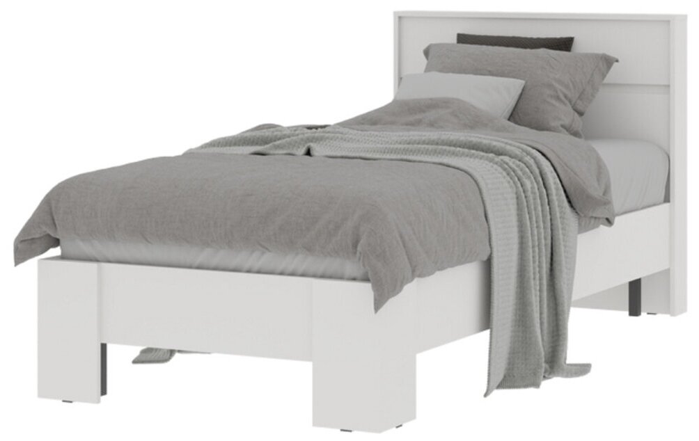 Односпальная Кровать 90х200см с основанием в комплекте Спасибо-Мебель белый/белый - СМ1027