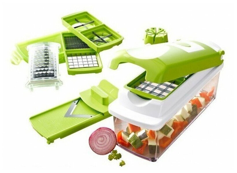 Овощерезка с 5 сменными насадками и контейнером 1,5 литра