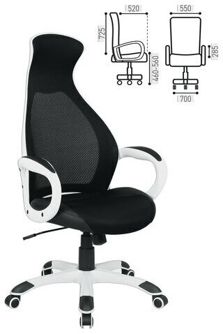 Кресло руководителя Brabix EX-517 Genesis 531573 пластик белый, ткань/экокожа/сетка черная