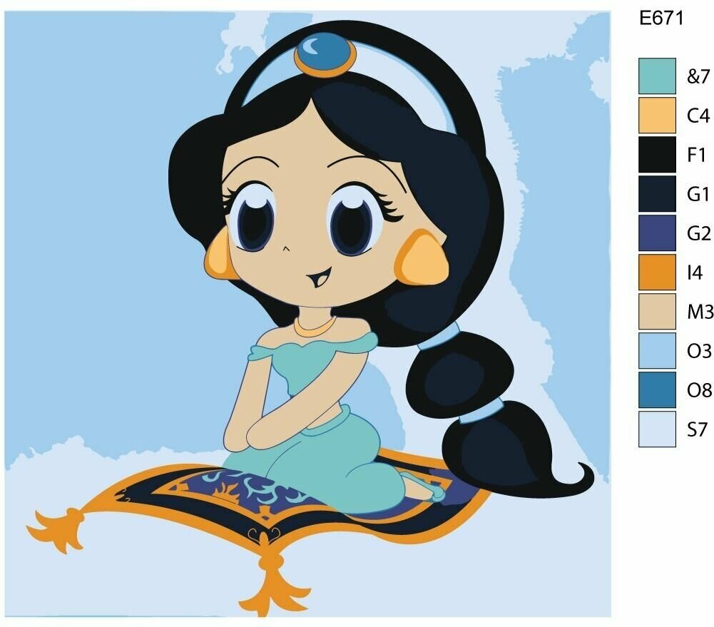 Детская Картина по номерам E671 "Мультфильм Алладин. Жасмин" 30х30