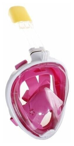 Маска для дайвинга на все лицо с трубкой и креплением для GoPro - размер L, розовый цвет