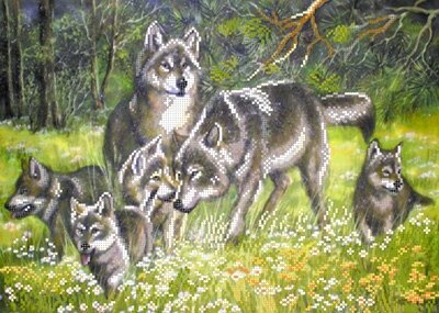 Матренин Посад канва для бисера 37x49 см 4004 Волки - основа вышивки Волки