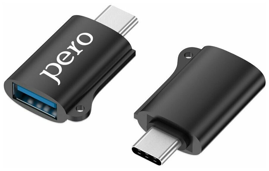 OTG-адаптер PERO AD02 USB 2.0 - USB Type-C (Черный)