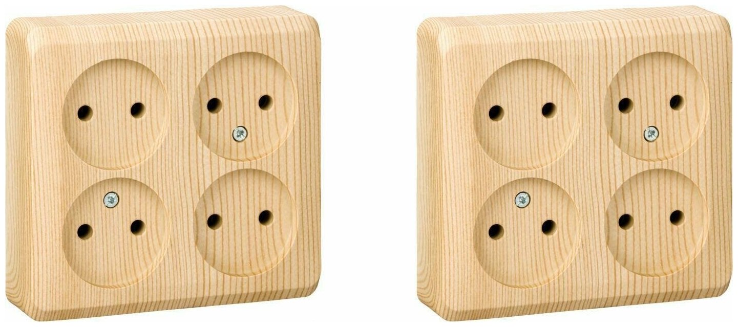 Розетка Systeme Electric Этюд четырехместная сосна для открытой проводки (комплект из 2 шт)