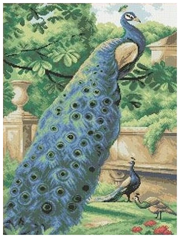 Рисунок на ткани Каролинка "Павлины", 39x56 см