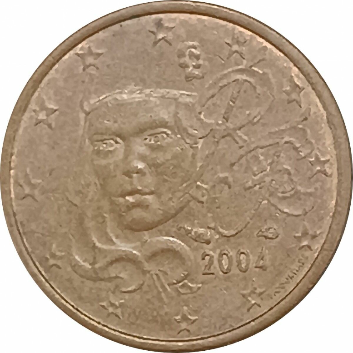 1 евроцент 2004 Франция из оборота