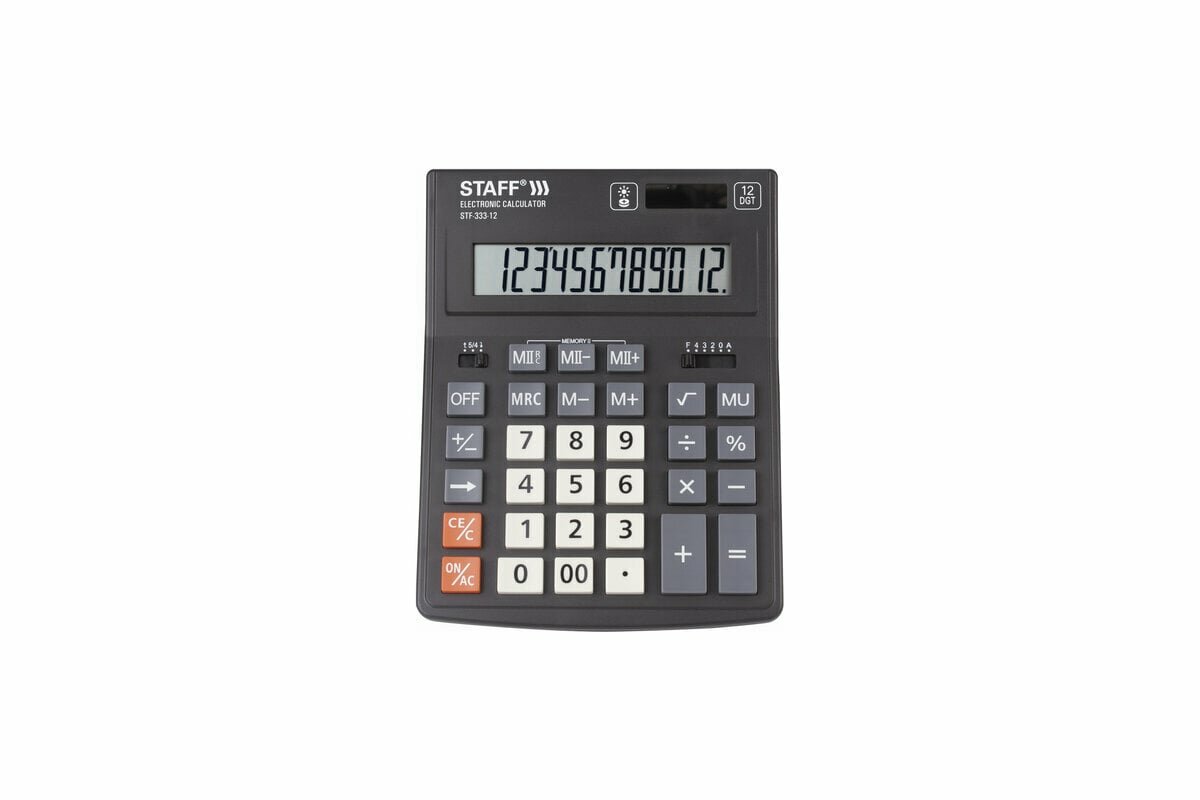 STAFF PLUS STF-333 настольный калькулятор 12-разрядный 200x154 мм двойное питание 250415