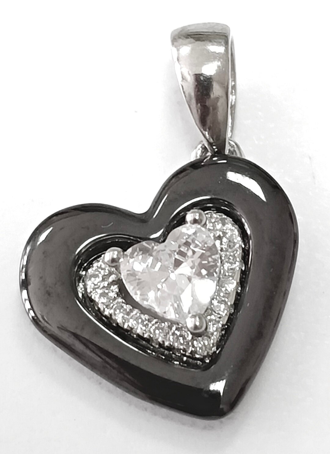 Подвеска Эстерелла, серебро, 925 проба, родирование, фианит, керамика