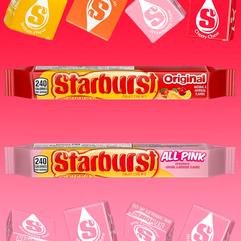 Жевательные конфеты Starburst Original, All Pink со вкусом апельсина, клубники, вишни и лимона 2 шт. по 58 г США