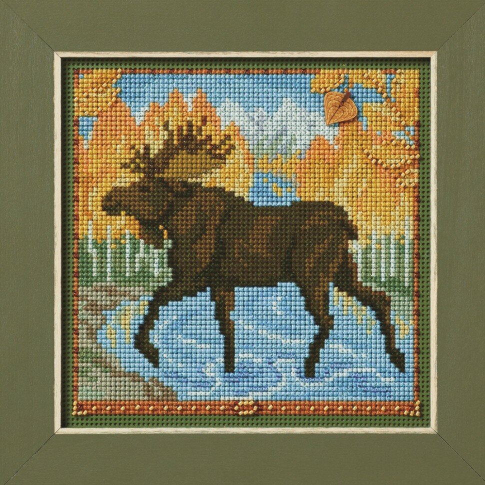 Набор для вышивания Mill Hill #MH142425 Autumn Moose (Осенний лось), Счетный крест, 13.3 x 13.3 см