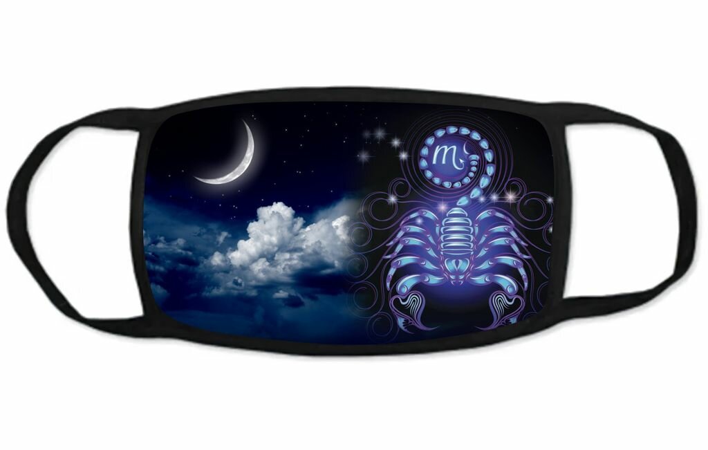 Маска защитная тканевая на лицо со знаком зодиака Скорпион №4, Детская - 18 на 10 см