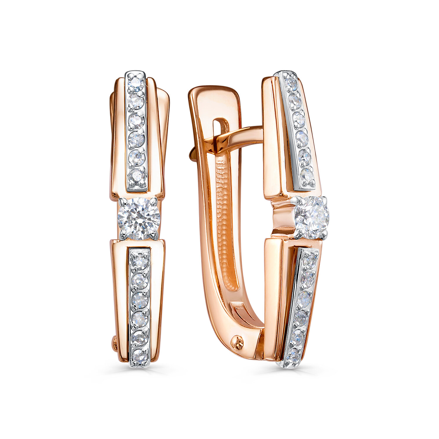 Серьги, красное золото, 585 проба, бриллиант