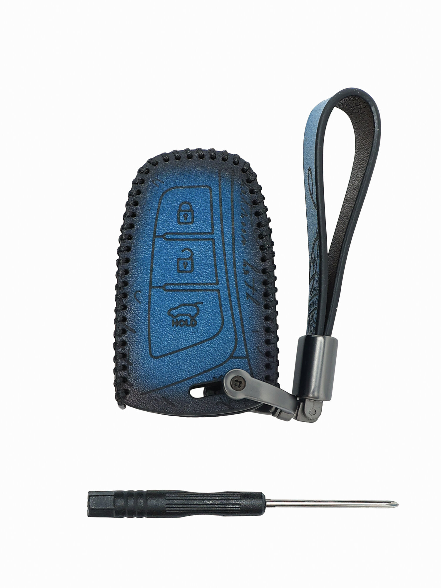 Чехол для автомобильного ключа Audi (Ауди) Цвет Синий Нить Черная