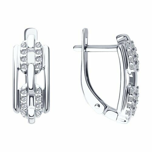 Серьги, серебро, 925 проба, родирование, фианит