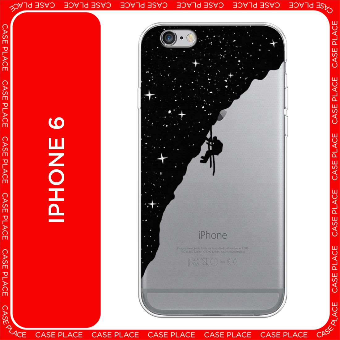 Чехол на Apple iPhone 6S / Айфон 6S с принтом Скалолаз в космосе, прозрачный
