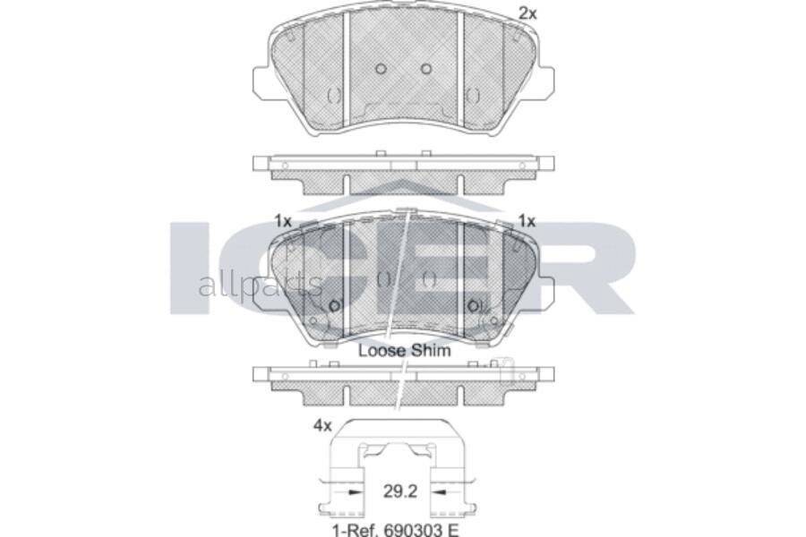 ICER 182029203 182029-203 колодки дисковые передние!\ Hyundai i30 12>/Veloster 16>