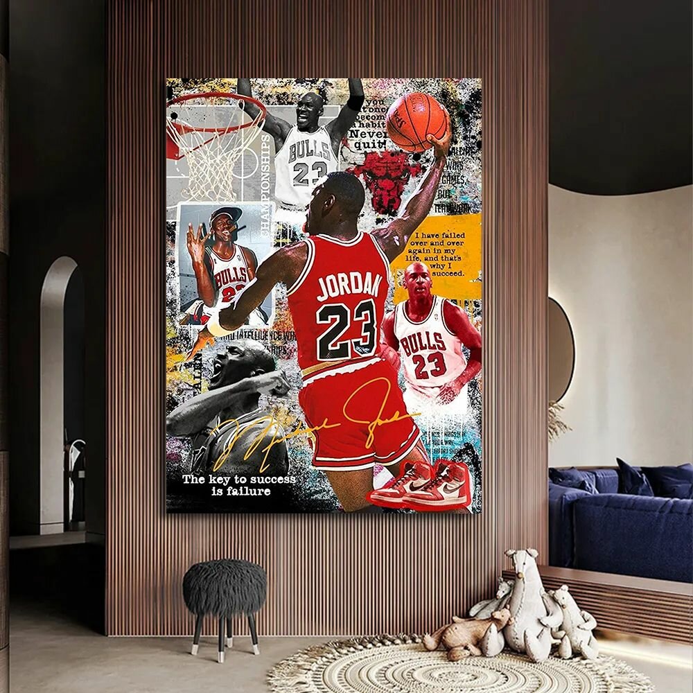 Картина "Легенда NBA", баскетбол, холст, дерево, на подрамнике, 50x70 см