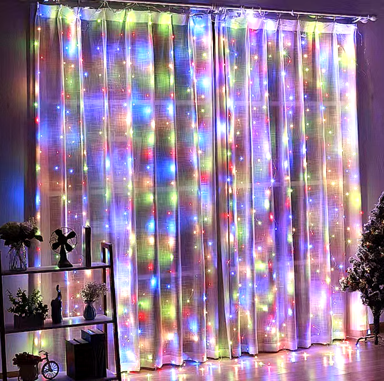 Гирлянда электрическая светодиодная 2х2 м. цветной свет / Гирлянда штора занавес новогодняя (2х2м 240LED)