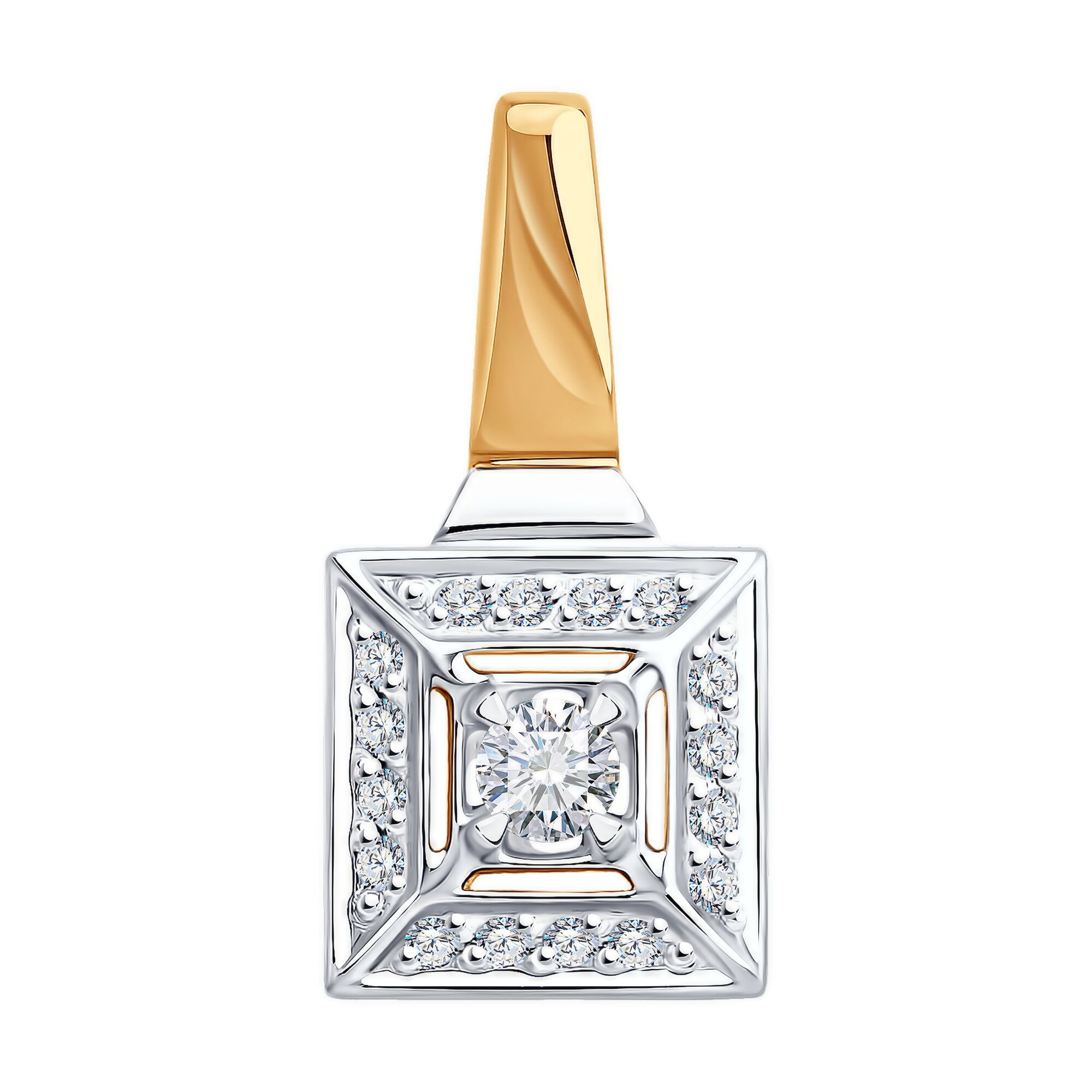 Подвеска, красное золото, 585 проба, бриллиант