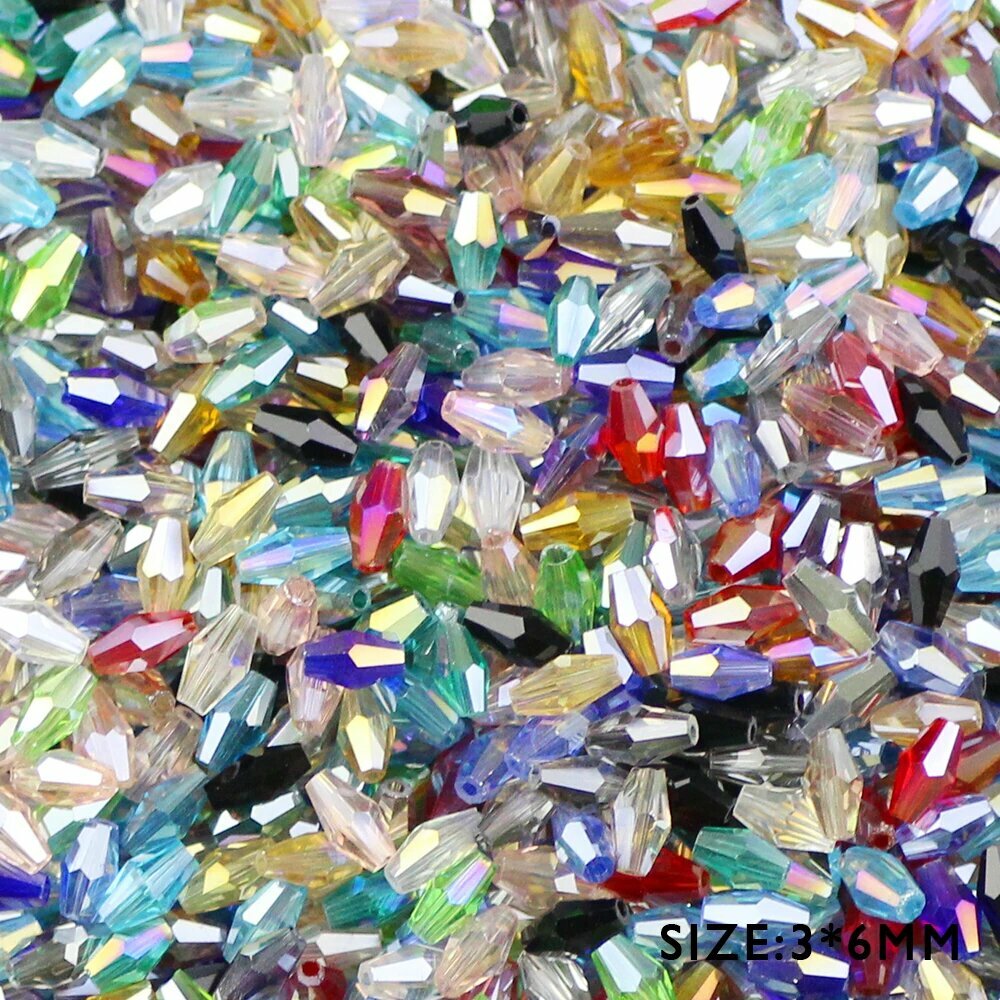 Австрийские кристаллы бусины 3x6 мм HGKLBB Mix Color