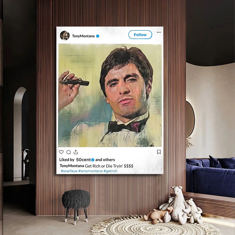 Тони Монтана / Картина в офис, Доллары, картина в кабинет руководителя, 60х80 см.