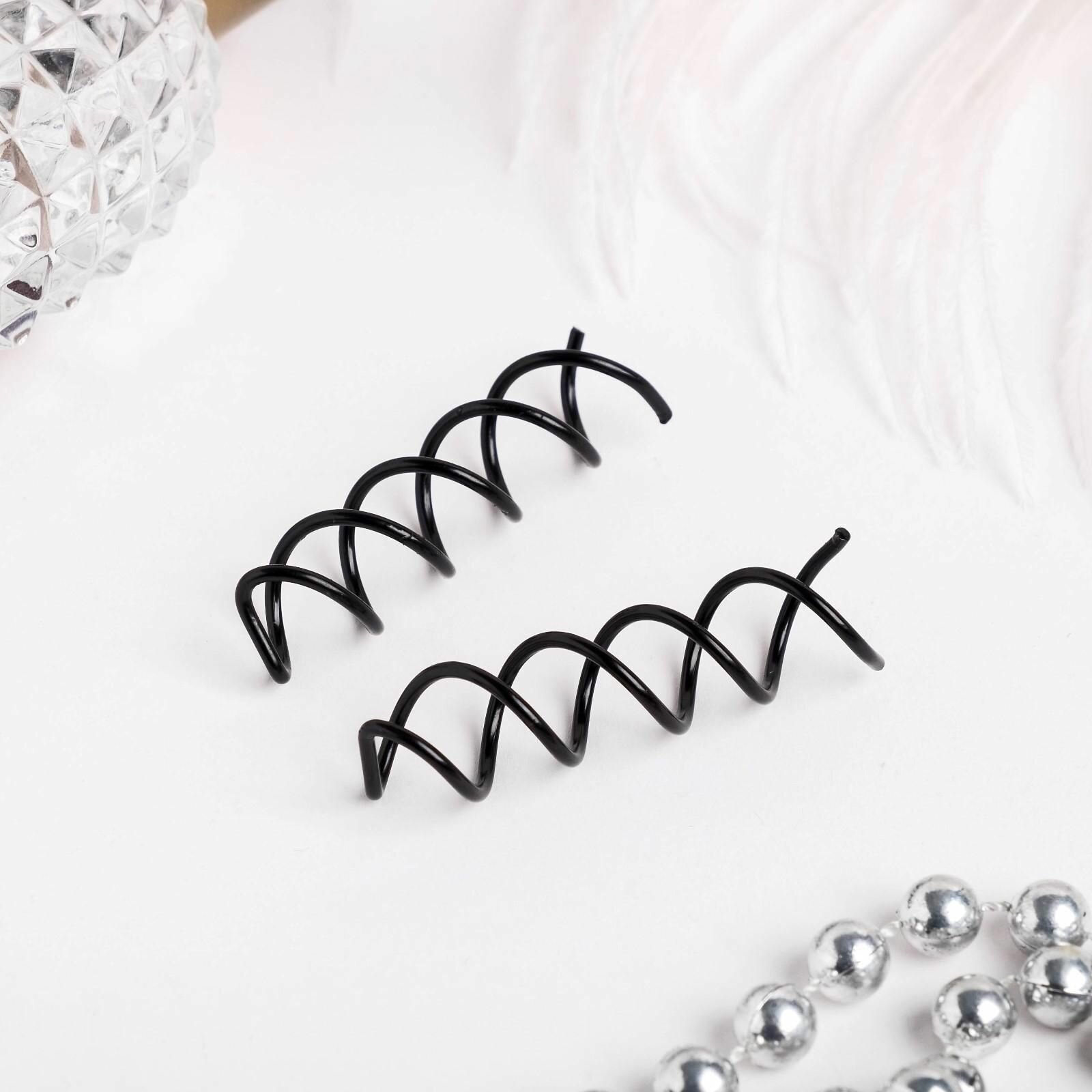 Шпилька для волос Спираль , 5 см, чёрная, 15 шт