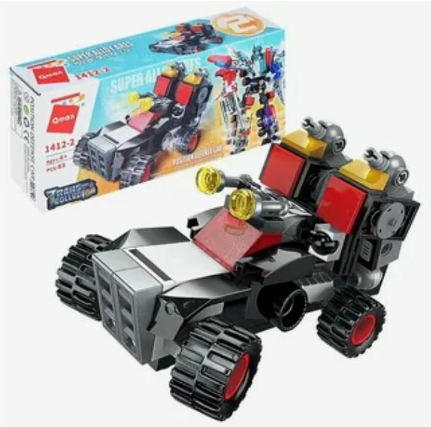 Конструктор пластиковый Qman 1412-2 "Джип с пушкой" 6в1 серия Техника-Трансформеры,83 детали