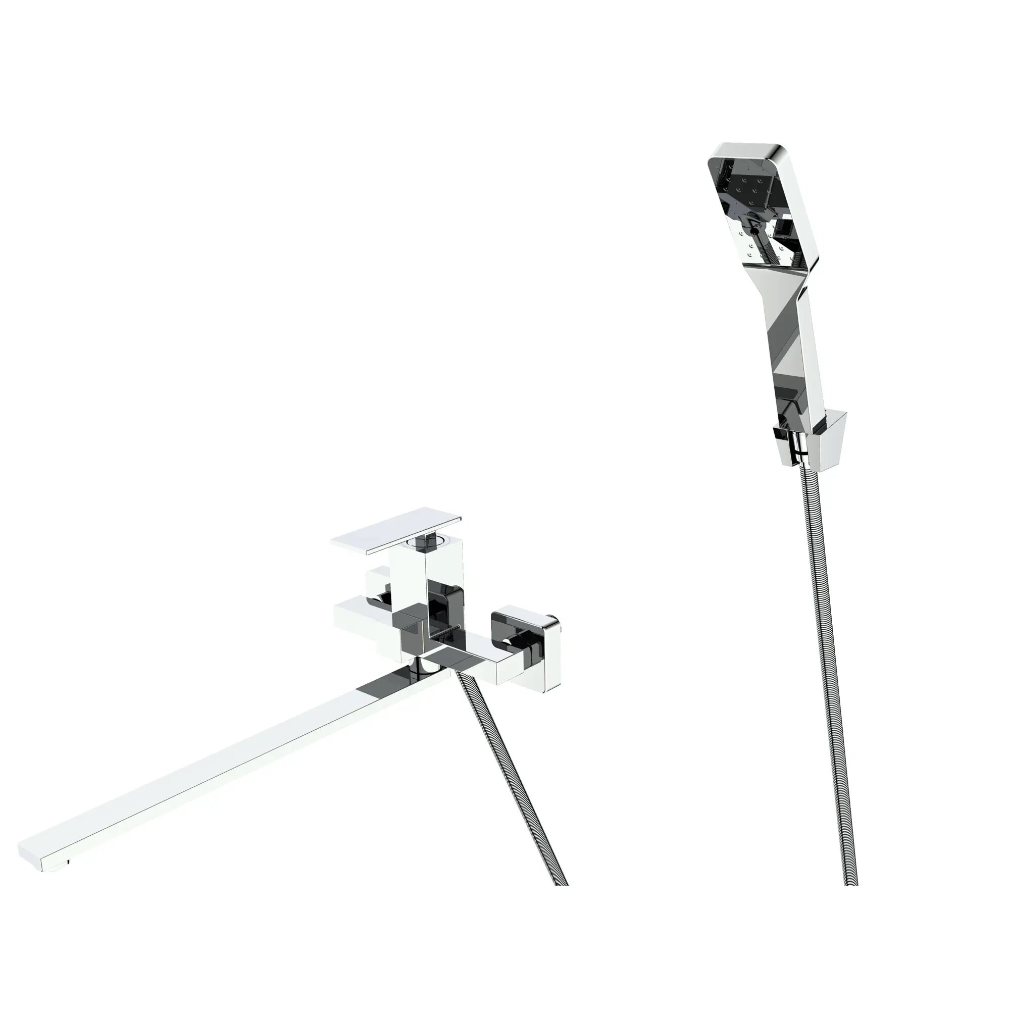 Смеситель для ванны KONSENSA Прато однорычажный универсальный с лейкой и шлангом цвет хром