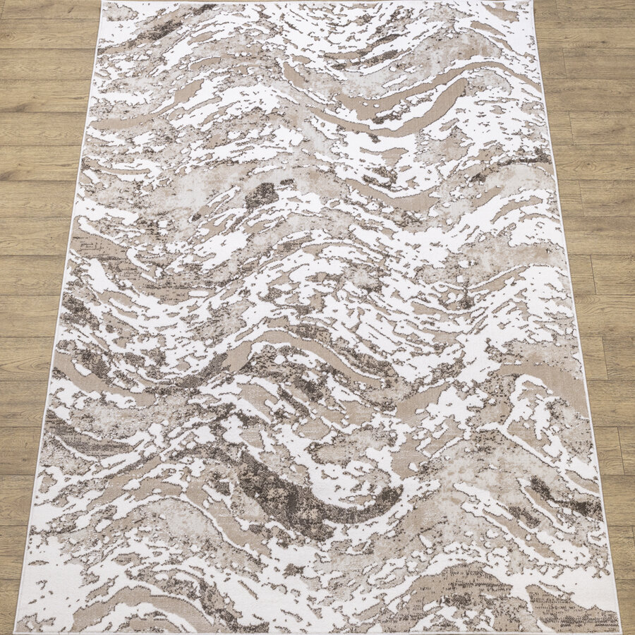Ковер, Прямой, Бежевый, Коричневый, белый, Современный, Абстрактный, на пол, в гостиную, спальню, в ассортименте (150 см. на 230 см.)