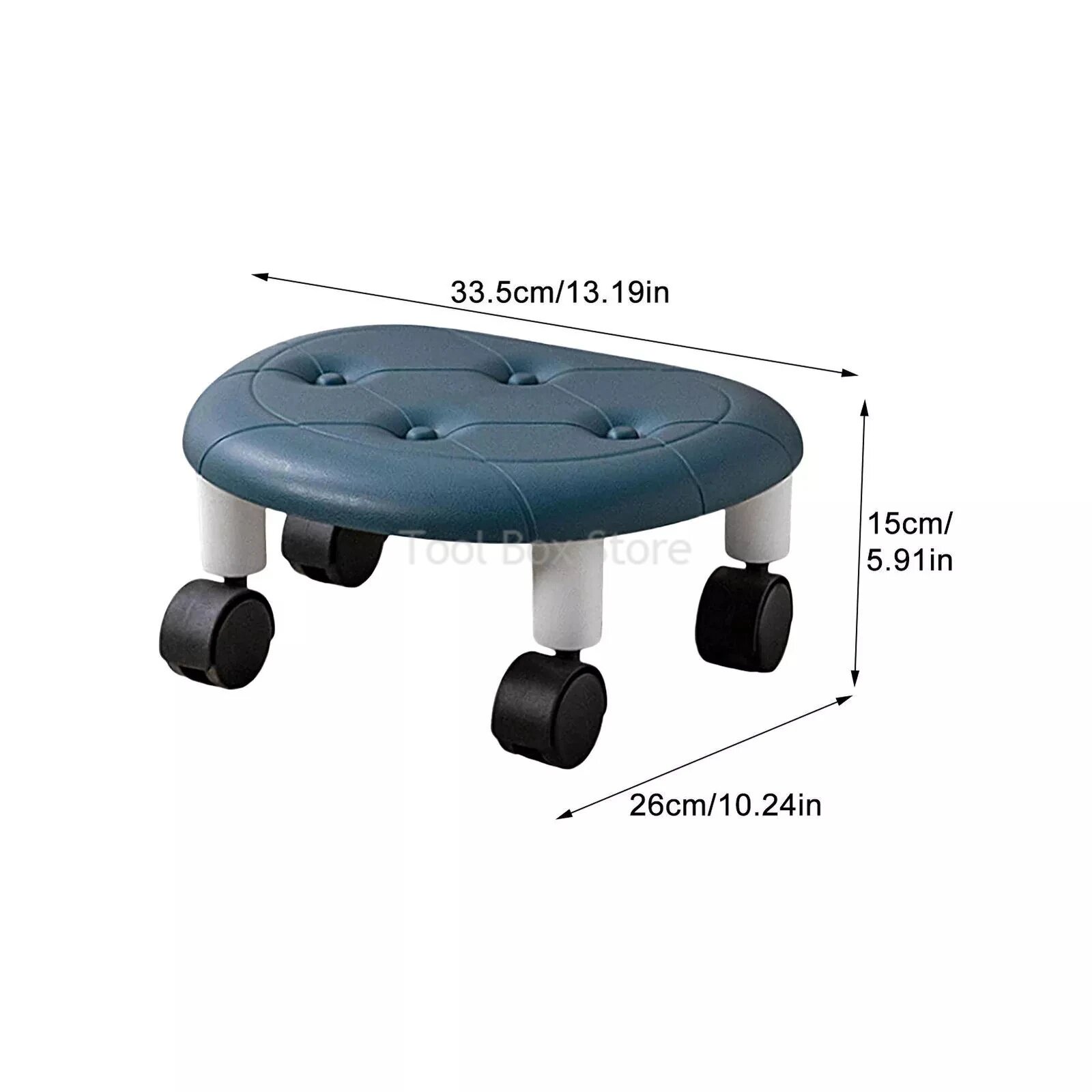 Табурет на колёсиках Blue, искусственный, вращающийся, 3,5x26x15 см