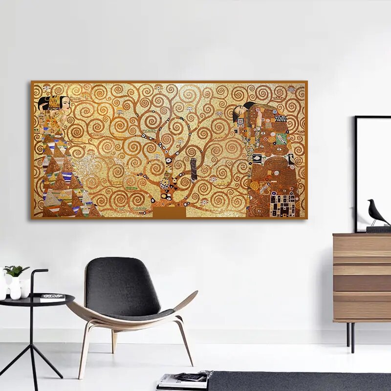 Древо жизни / климт, Репродукция картины на холсте ,40х80 см.