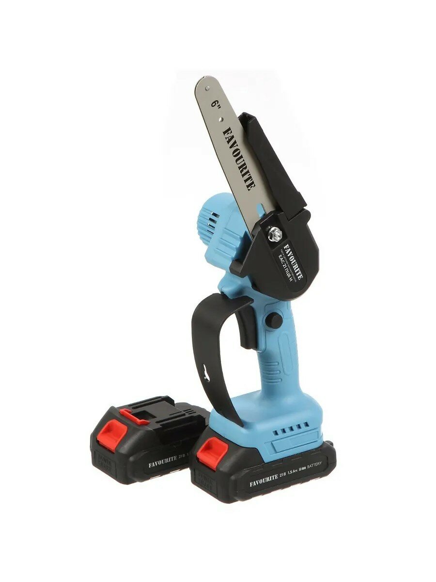 Пила цепная работа от аккумулятора, Favourite, 21 Вт, длина шины 15 см, шаг цепи 1/4 дюйм, 37 звен, ЕАС 21 ПЦ6 Н, 2х1.5 Ач, 354042216