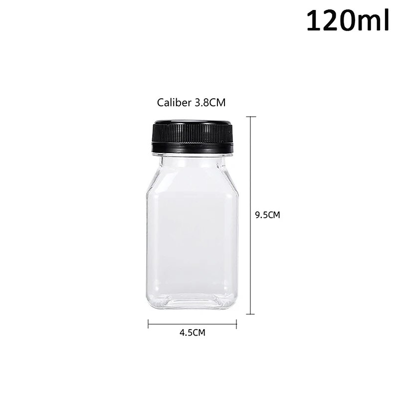 Пластиковые квадратные бутылки для напитков 120ml