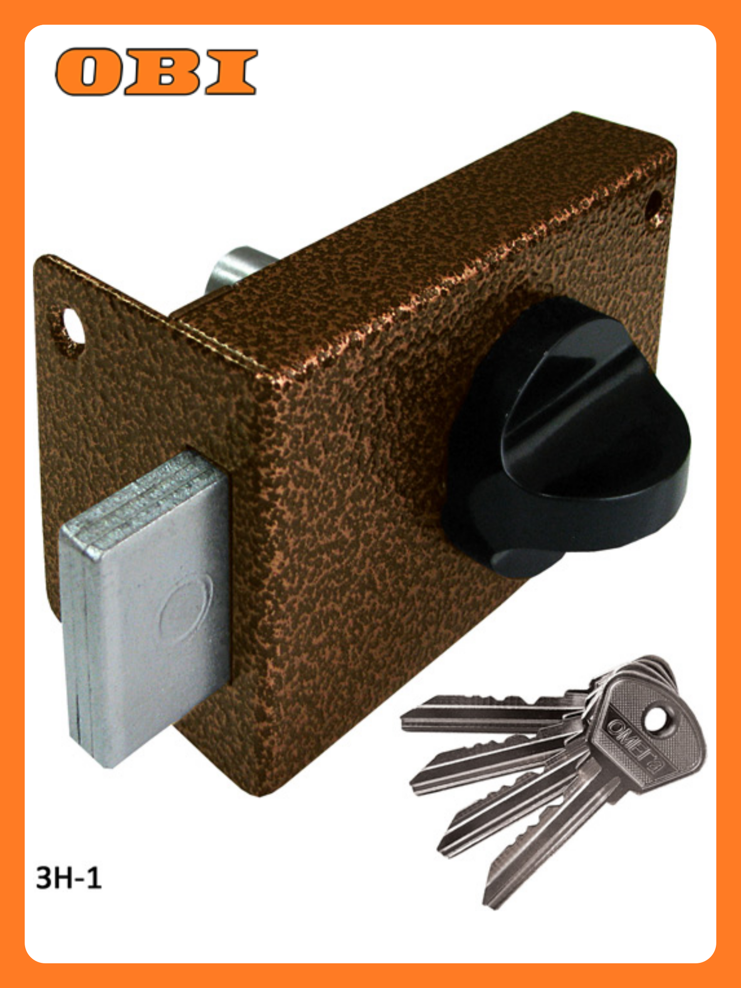 Замок накладной Омега-пресс ЗН-1, цилиндровый, бронзовый, 4 ключа