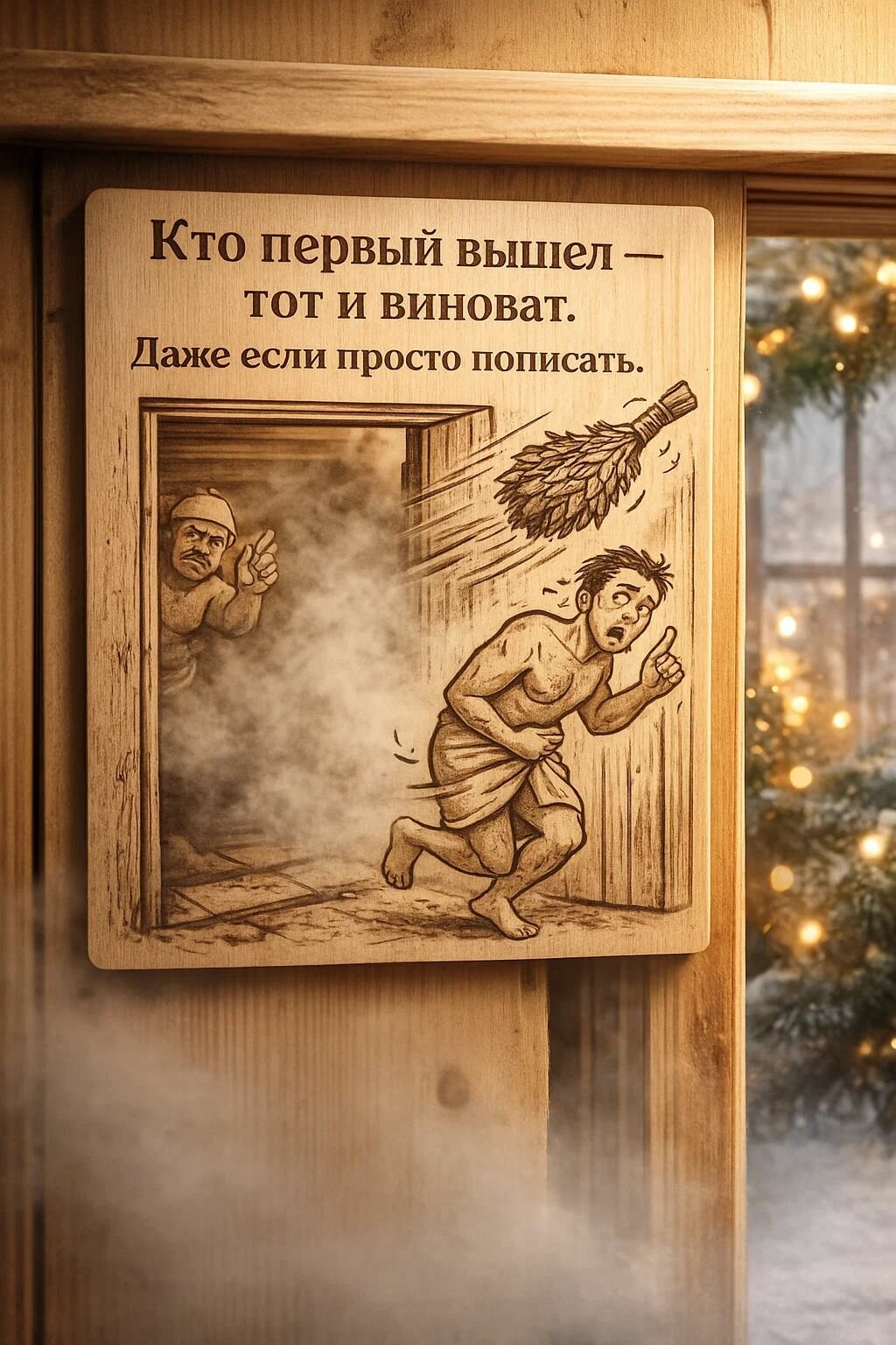 Табличка для бани из дерева, прикольный подарок