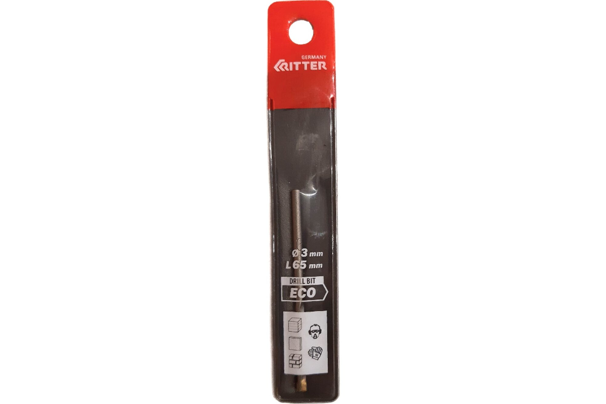 Сверло Ritter Eco, усиленное, 3х65 мм, по бетону и камню, 1 шт.